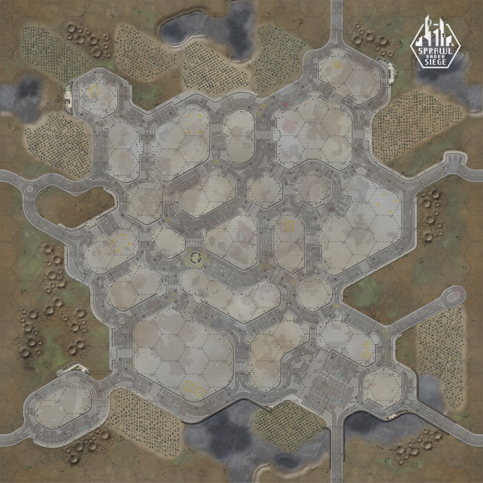 Sprawl Under Siege gaming map 03 - 6mm gaming mats